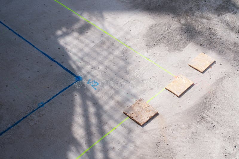 Markings on a Cement Floor at a Construction Site Stock Photo - Image ...