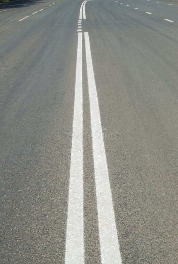 White Double-Line Markings On Road Stock Image - Image of lines ...