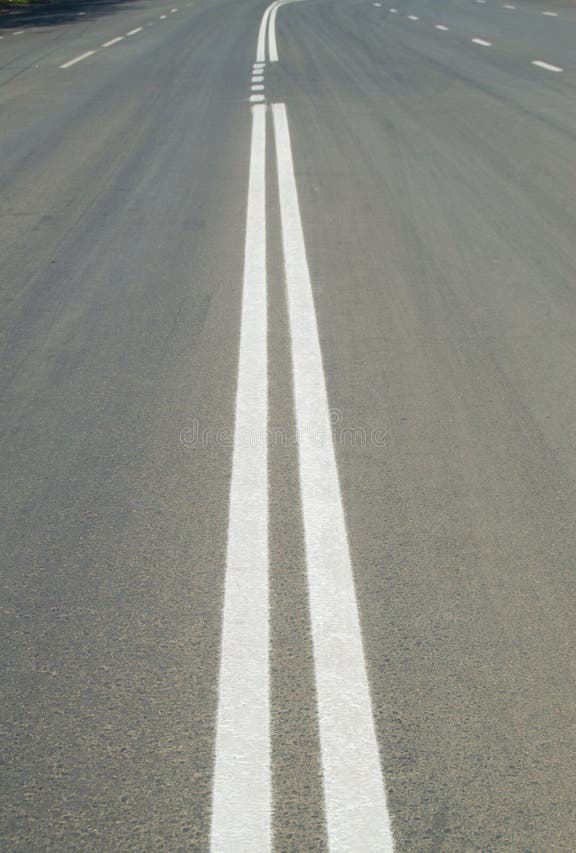 Markings on the Road Double Solid Line Stock Image - Image of dividing ...