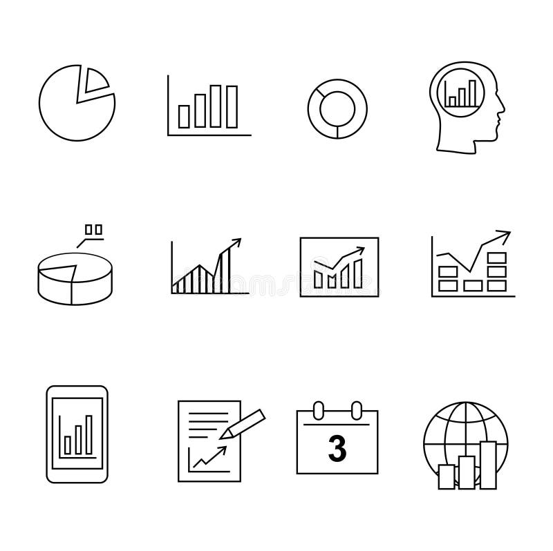 MARKNADSANALYS. Plana App-symboler. Vektor Illustrationer ...