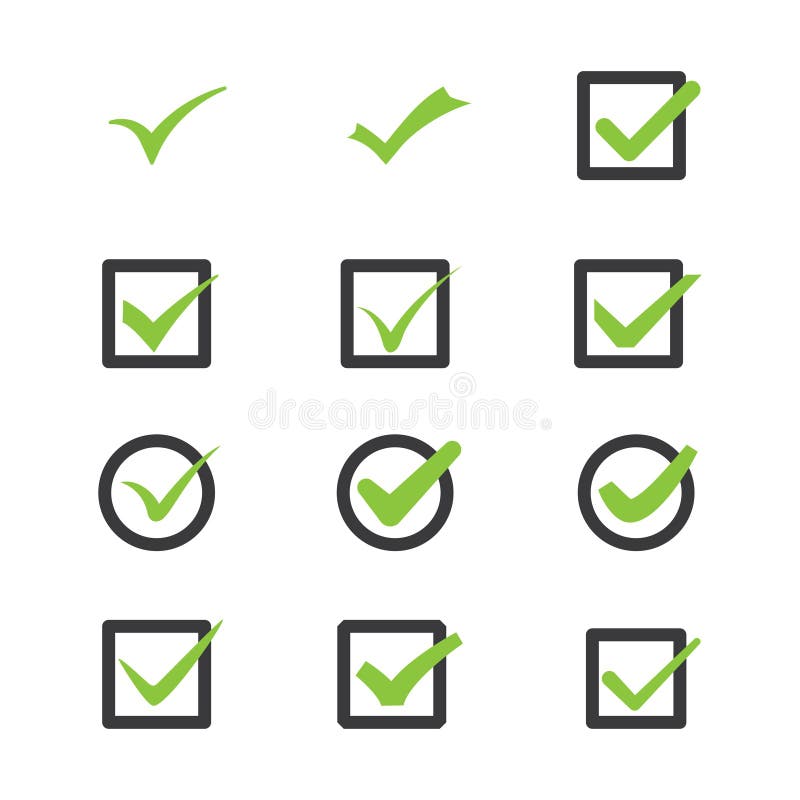 Tick Mark or Right Sign Vector Icons Set. Stock Vector - Illustration ...