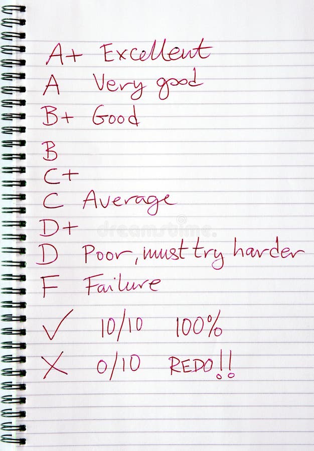 Marks and grades. stock image. Image of excellent, school - 6186277