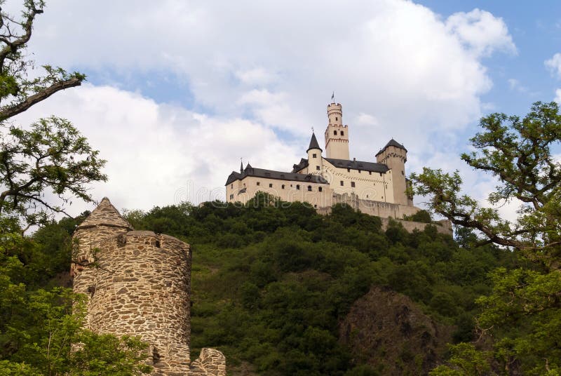 Marksburg Castle at the River Rhine Stock Photo - Image of building ...