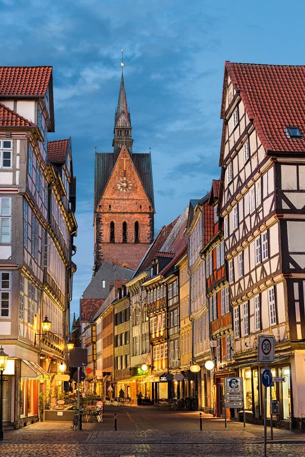 Marktkirche and Old Town in Hannover, Germany Stock Photo - Image of ...