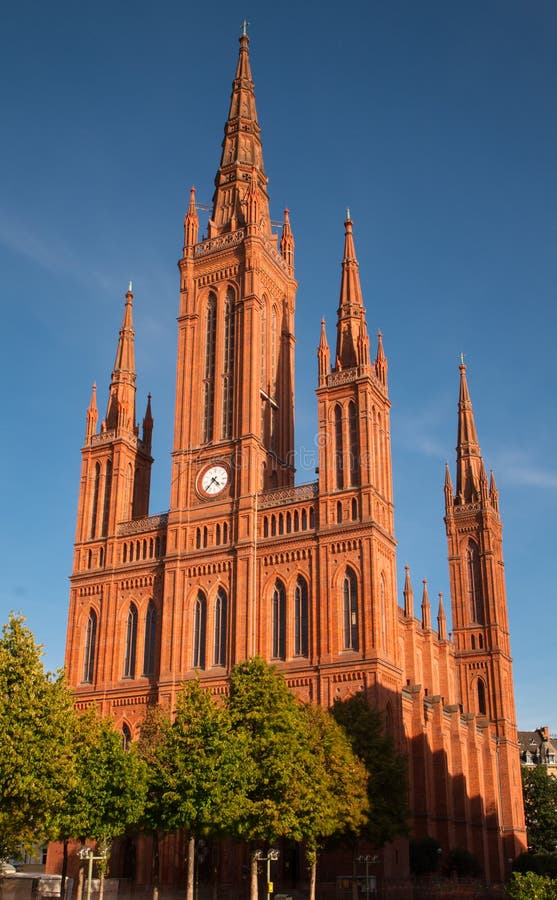 Marktkirche Wiesbaden image stock. Image du église, brique - 34277823