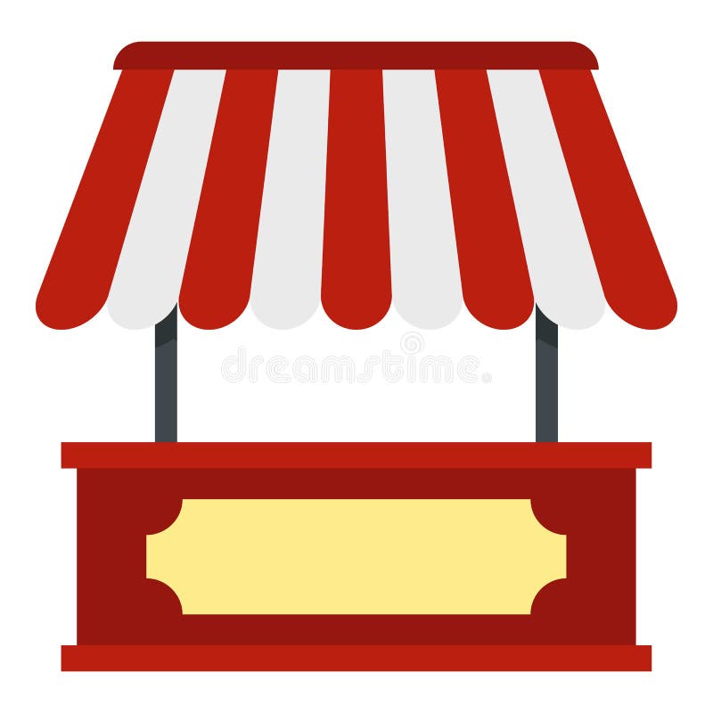 Marktkraam Met Rood En Wit Afbaardend Pictogram Vector Illustratie ...