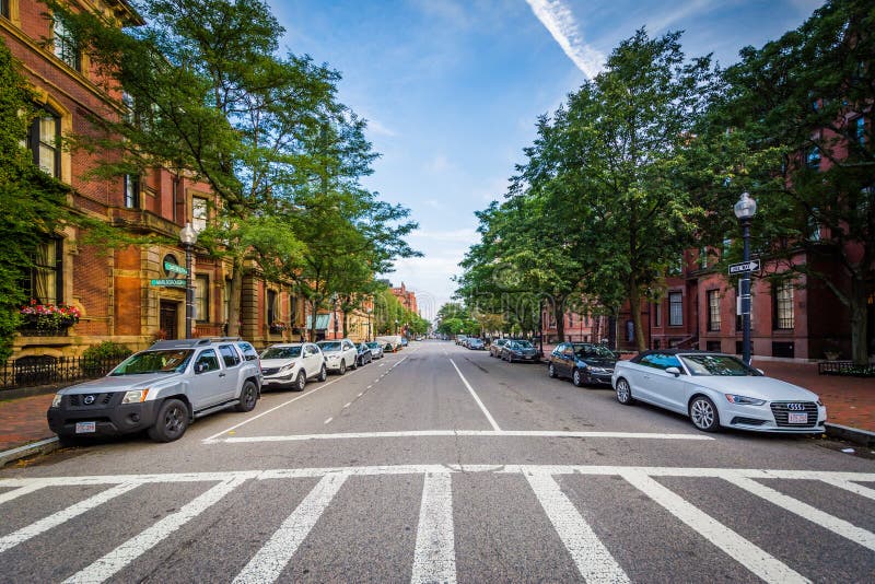 Marlborough Street, in Back Bay, Boston, Massachusetts. Editorial ...