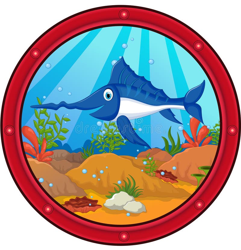 Marlin fish cartoon stock illustration. Illustration of aquatic - 69211352
