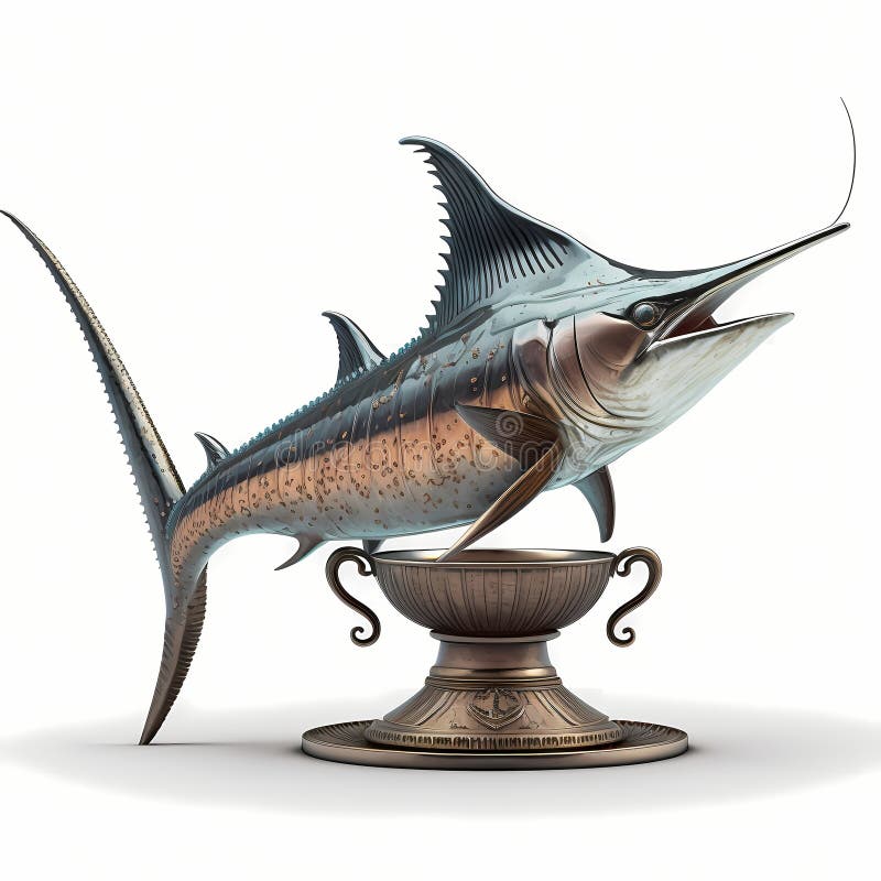 Marlin Fish 3D Trophy. Generative AI Stock Illustration - Illustration ...
