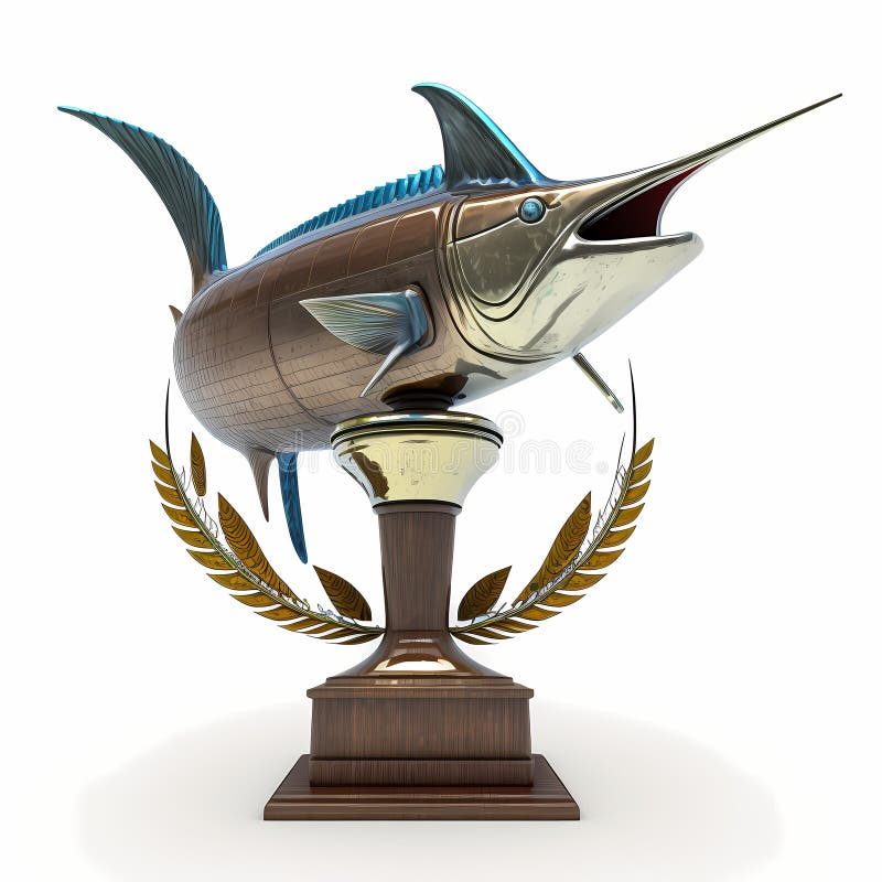Marlin Fish 3D Trophy. Generative AI Stock Illustration - Illustration ...