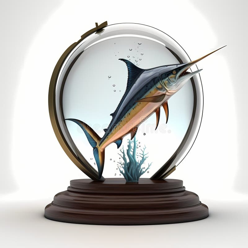 Marlin Fish 3D Trophy. Generative AI Stock Illustration - Illustration ...