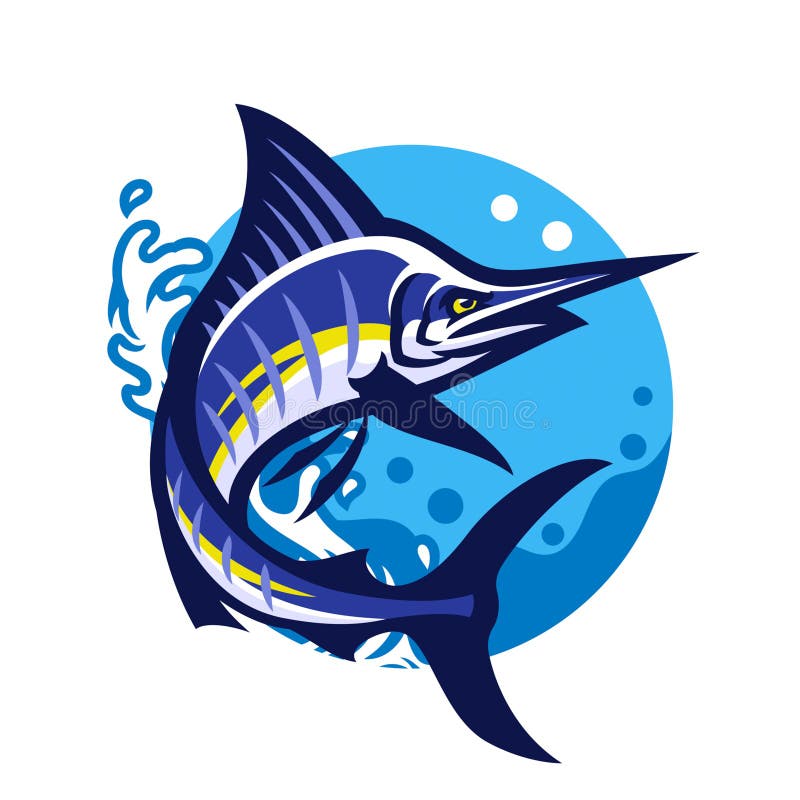 Marlin Fish Logo Mascot Design Stock Vector - Illustration of catch ...