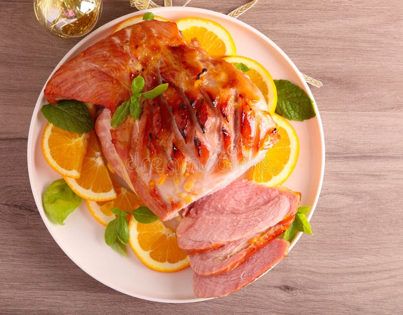 Marmalade Glazed Gammon Joint Stock Photo - Image of glazed ...