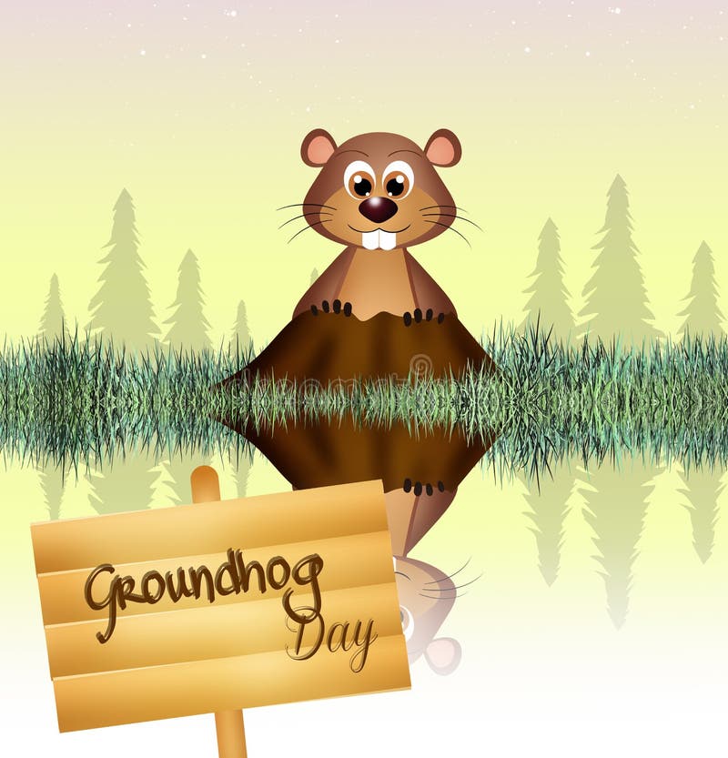 Groundhog Holding a Wooden Sign Stock Vector - Illustration of cute ...