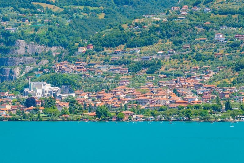 Marone Village at Iseo Lake in Italy Stock Image - Image of bank ...