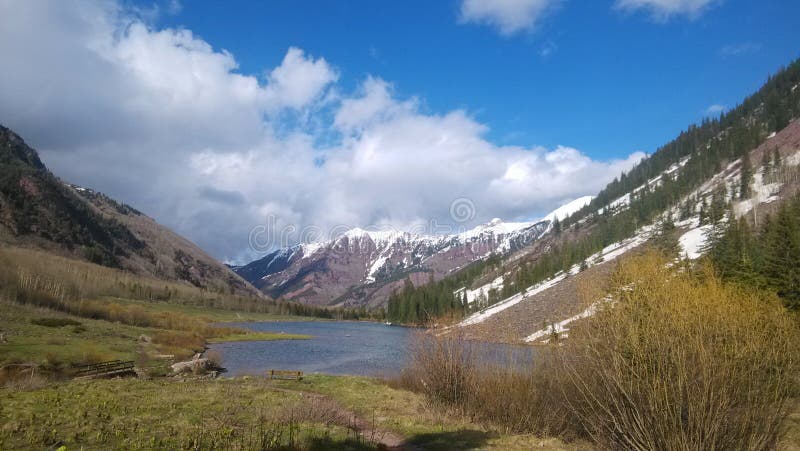 Maroon Bells Aspen USA Spring Stock Photo - Image of water, winter ...