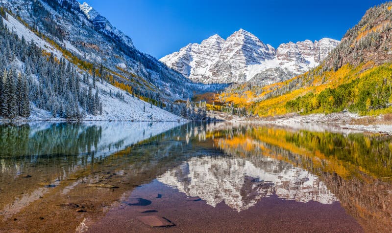 Maroon Bells National Park in Falls, Aspen, Co Stock Image - Image of ...
