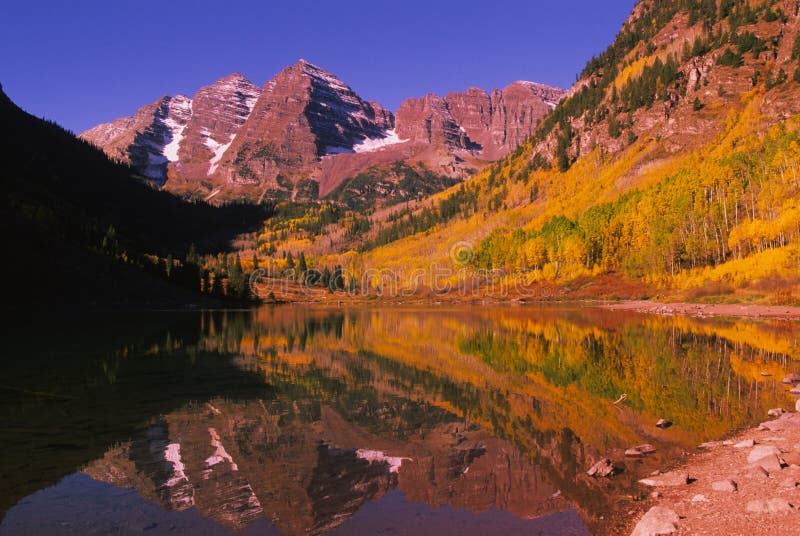 Maroon Bells Reflection in Autumn Stock Photo - Image of landscape ...