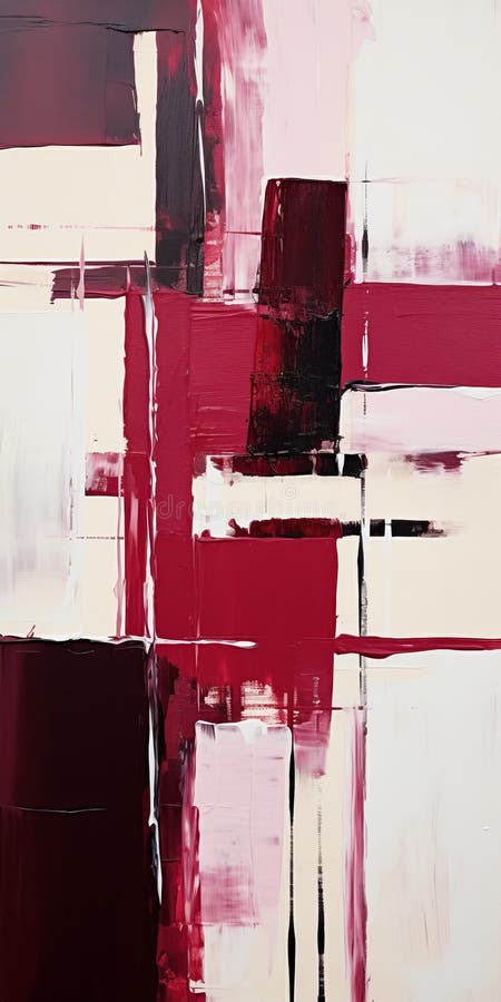 Maroon and Black Abstract Painting with White Outlines Stock ...