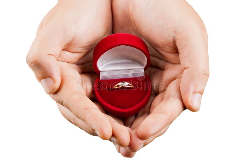 Maroon Box with a Wedding Ring Stock Photo - Image of diamond ...