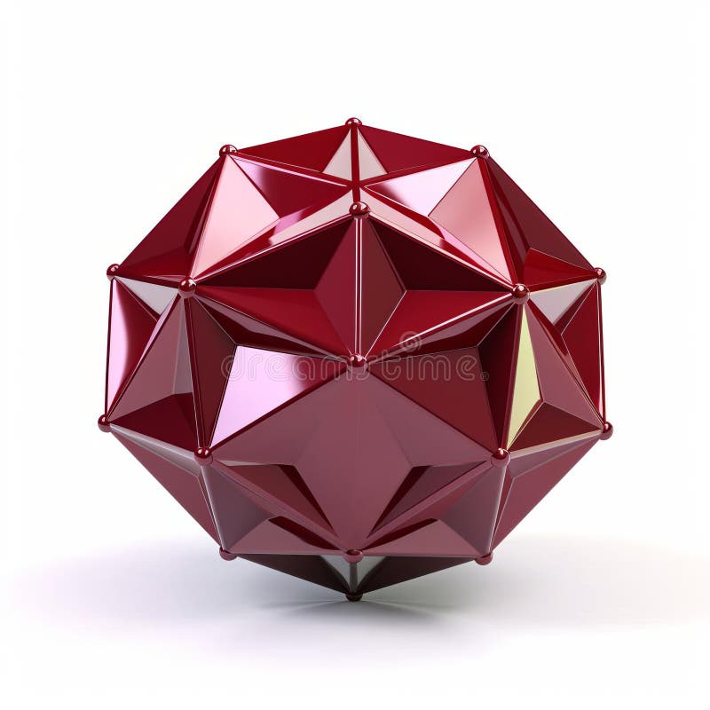 Vibrant Maroon Geometric Dodecahedron on White Isolated Background ...