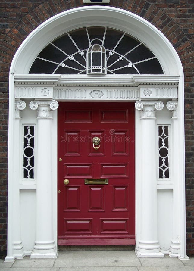 Maroon Dublin Door stock photo. Image of lead, brick, entrance - 463538