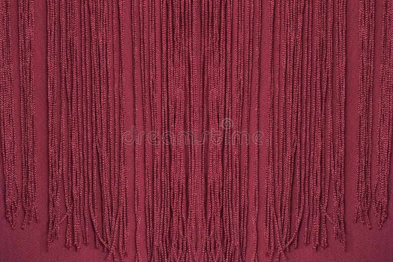 Maroon Fabric with Fringe. Close-up. Background Stock Image - Image of ...