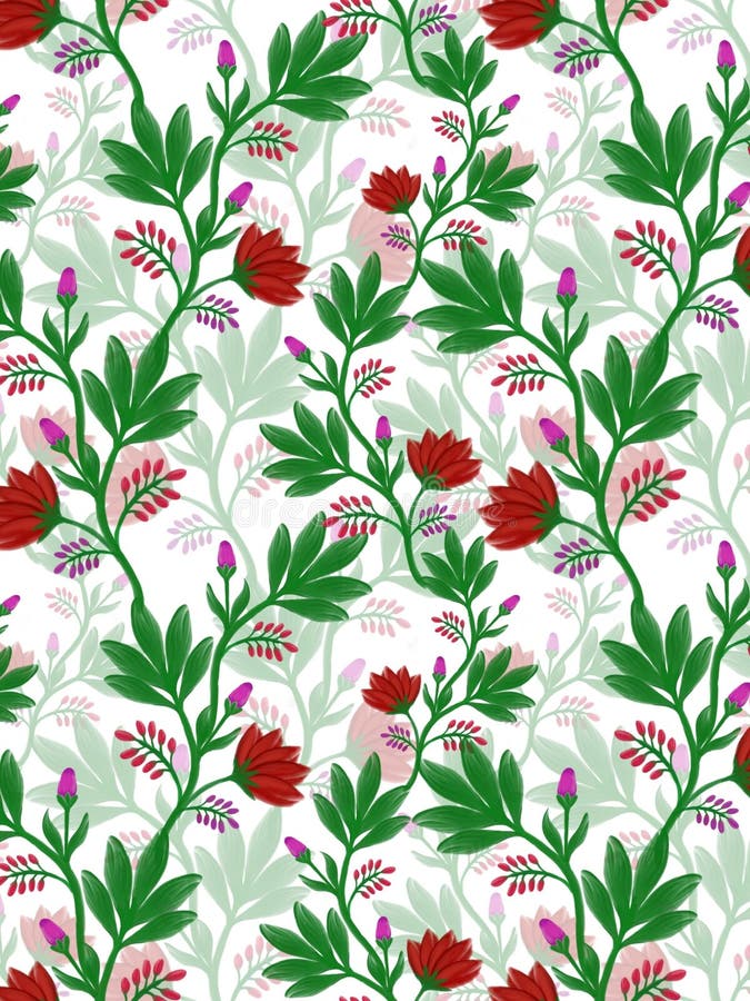 Maroon Flowers Natural Pattern Digital Stock Illustration - Illustration of vines, print: 257955976