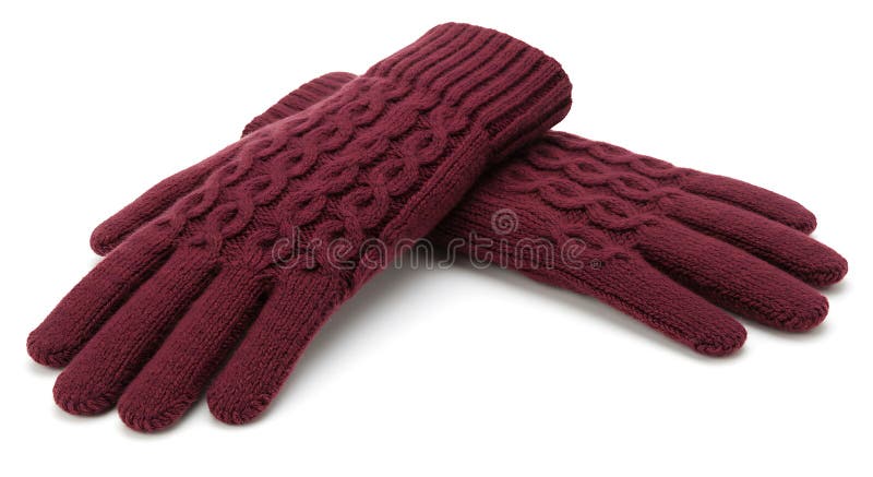 Maroon knitted gloves stock illustration. Illustration of copy - 381264800