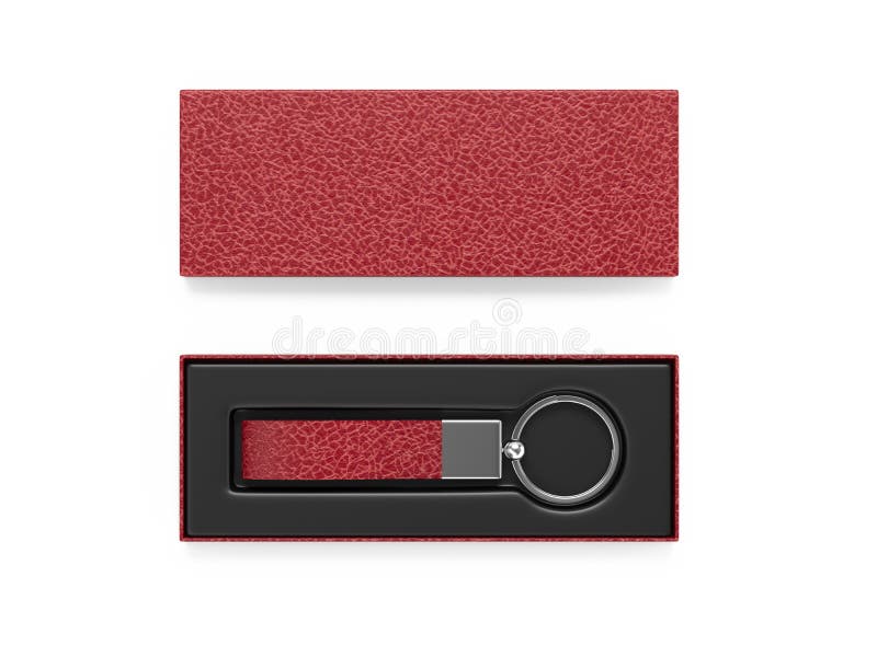 Maroon Leather Key Chain Package Box for Branding Stock Image - Image ...