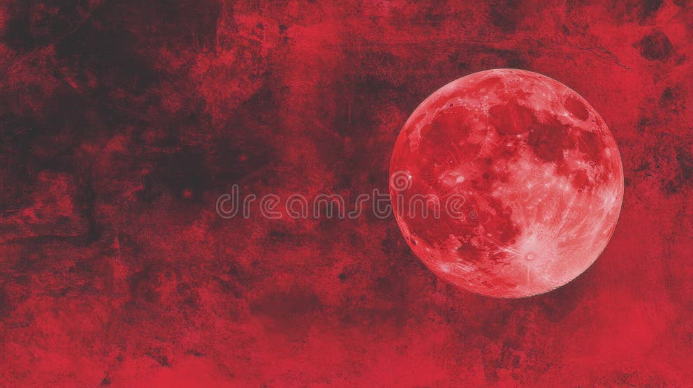 Maroon Moon with Chaotic Textured Background for Artistic Design Stock ...