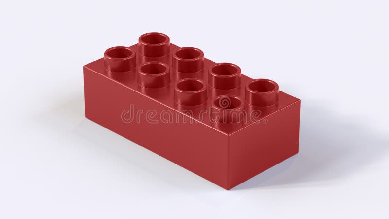 Maroon Plastic Lego Block on a White Background. Stock Illustration ...