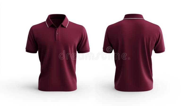 Maroon Polo Shirt Front and Back View on Plain Background Generative AI ...