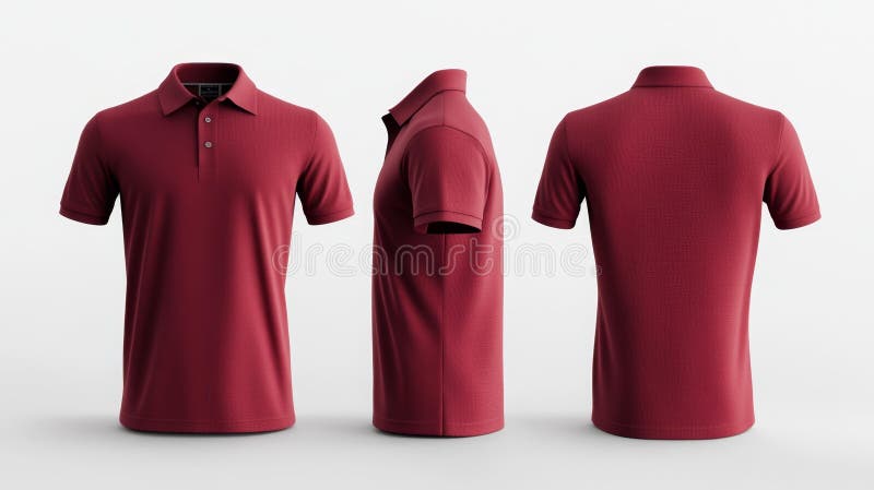 Maroon Polo Shirt - Front Side and Back View - Generative AI Stock ...