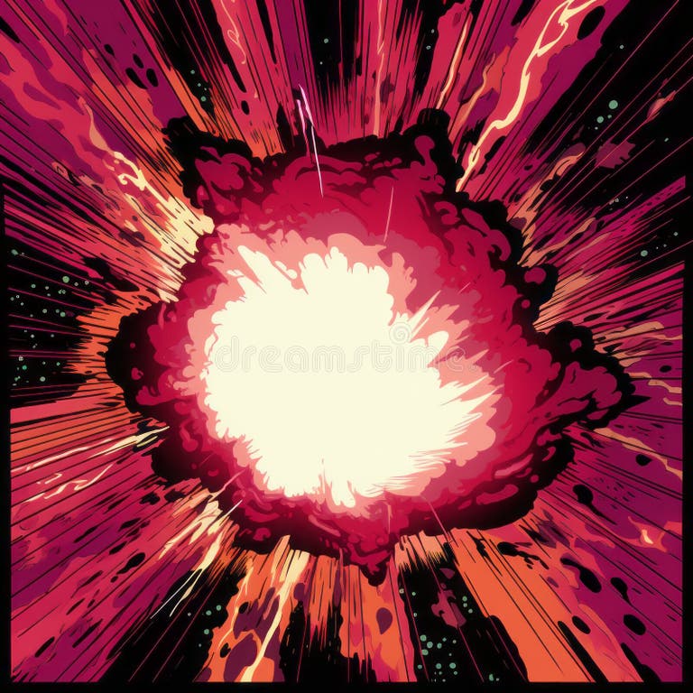 Maroon Retro Comic Book Style Supernova Explosion Stock Illustration ...