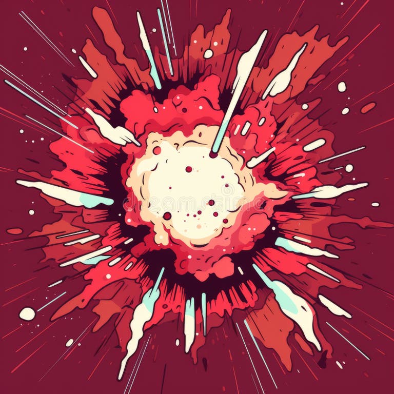 Maroon Retro Comic Book Style Supernova Explosion Stock Illustration ...