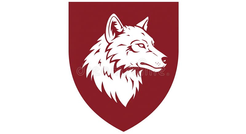 A Maroon Shield Features a Stylized White Wolf Head Profile Facing ...