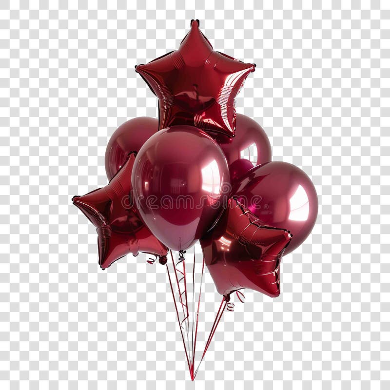 Maroon Star Shaped Foil Balloon Stock Illustration - Illustration of ...