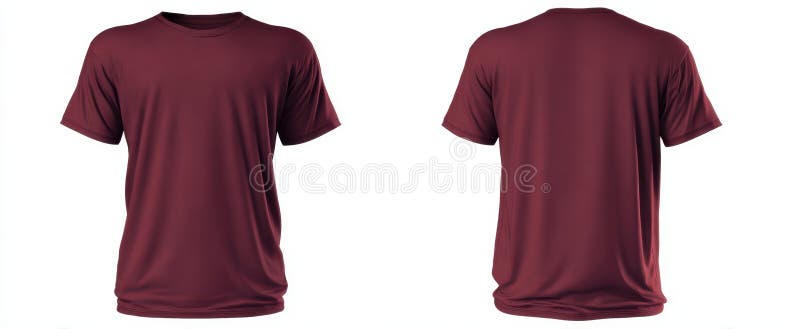 The Maroon T-shirt Displayed from Front and Back View on a White ...