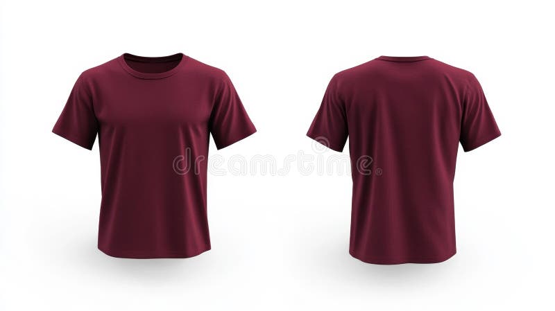 Maroon T-shirt Front and Back View on Plain Background Generative AI ...
