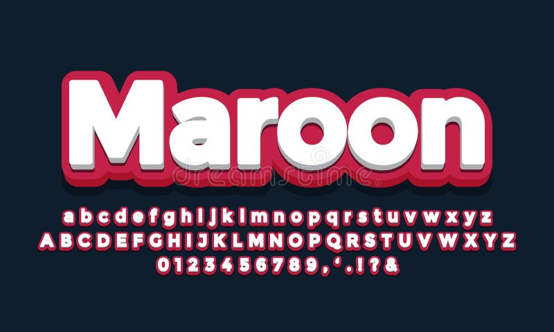 Maroon with White 3d Font Effect or Text Effect Design Stock Vector ...