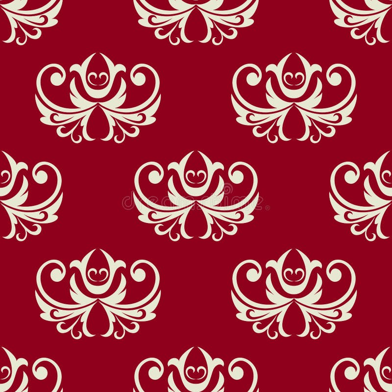 Maroon and White Seamless Floral Pattern Stock Vector - Illustration of ...