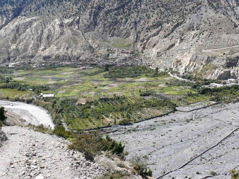 Marpha and Kali Gandaki River, Nepal Stock Photo - Image of jomson ...