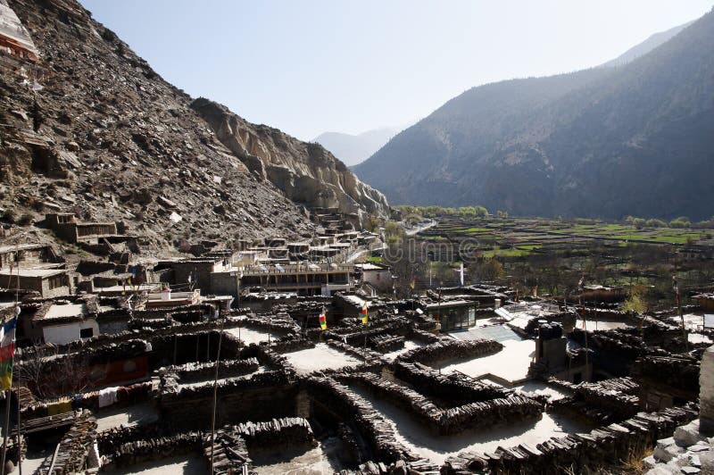 Mountain Village Marpha In Himalayas, Nepal. Stock Photo - Image of ...