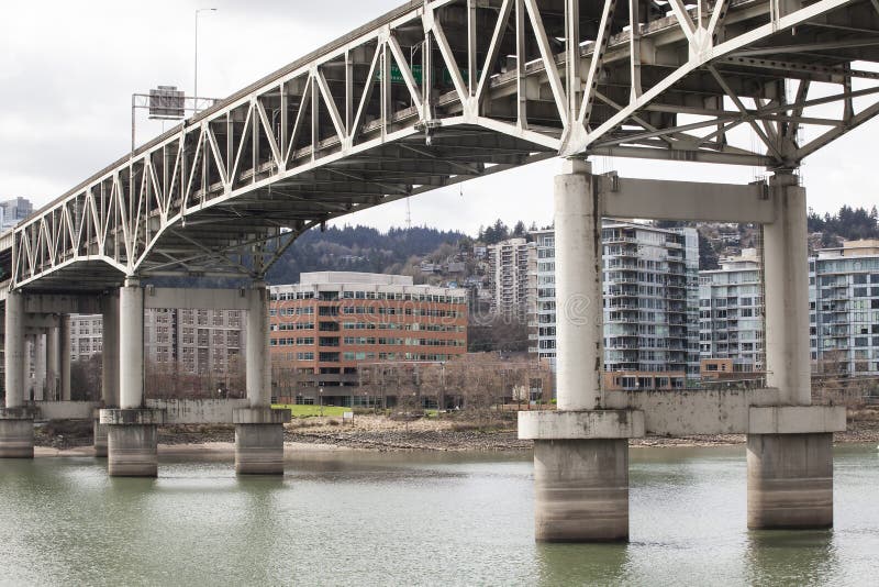 Marquam Bridge with Downtown Portland in the Background Stock Image ...