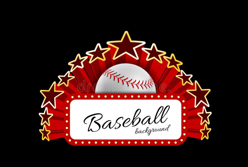 Marquee Board Announcement with a Baseball Ball on Dark Background ...
