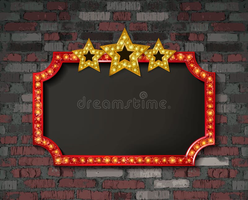 Marquee Light Color Gold Board Sign Stock Vector - Illustration of ...