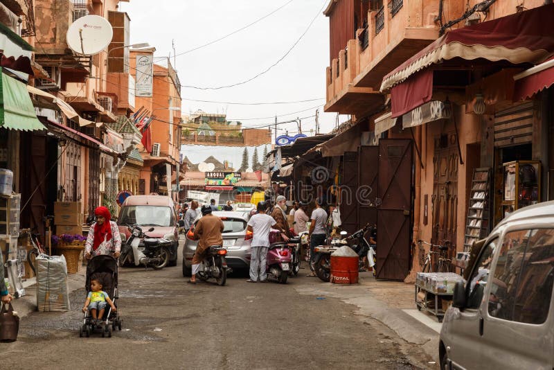 Marrakech, Morocco - August 2017: Marrakech Old Town Red Streets ...