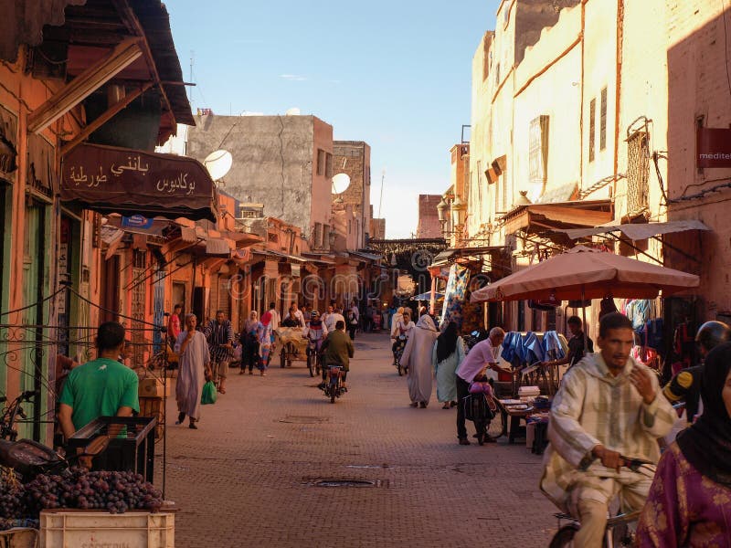 Marrakech Morocco - People in the Street of Marrakech in Morocco ...