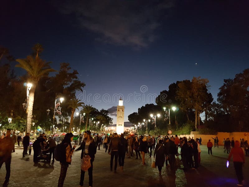 Marrakech night, Morocco editorial photography. Image of place - 95794952